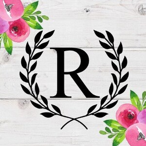 Laurel Monogram, Initial Decal, Last Name Monogrammed Decal, Wedding ...