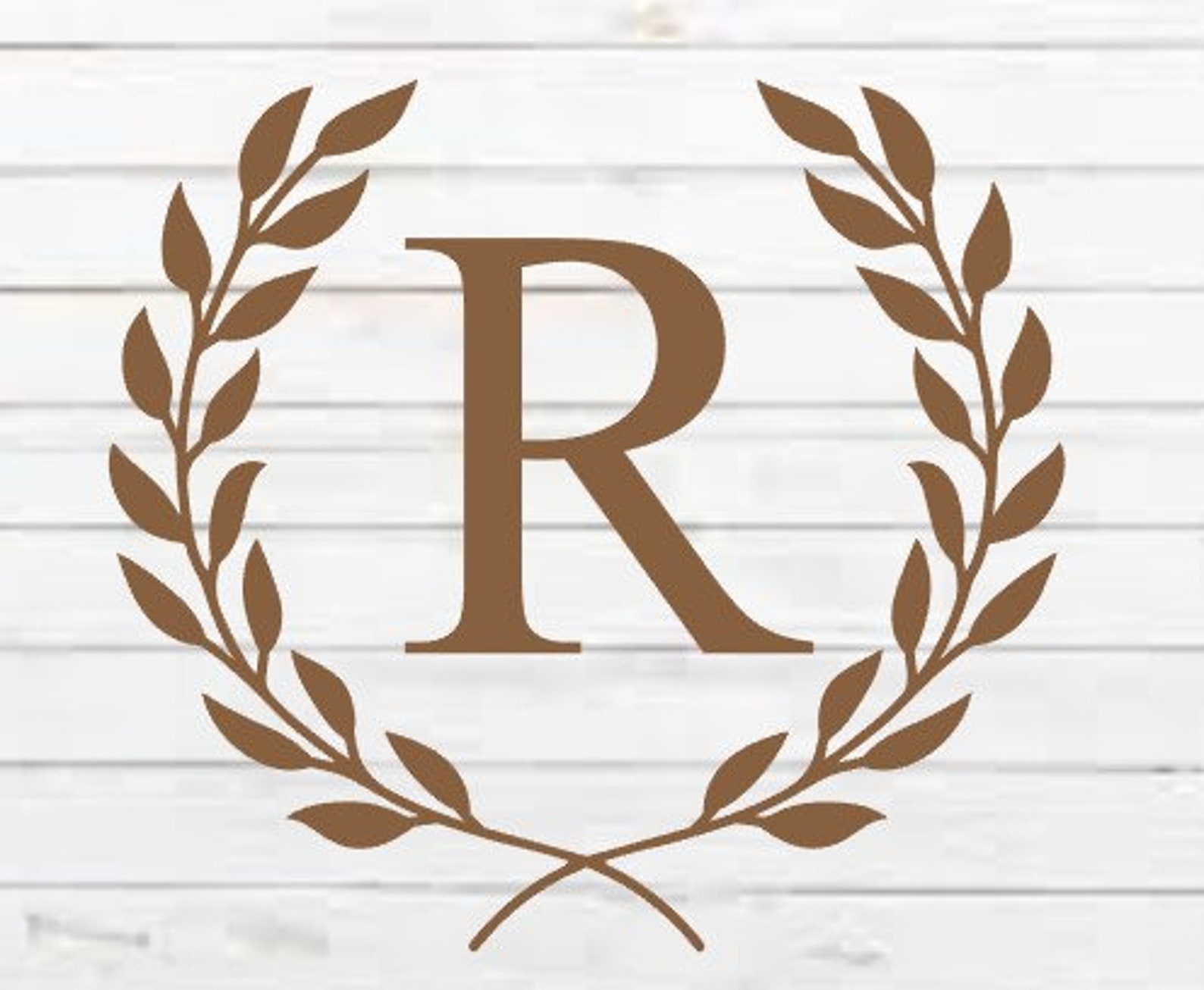 Laurel Monogram Initial Decal Last Name Monogrammed Decal | Etsy