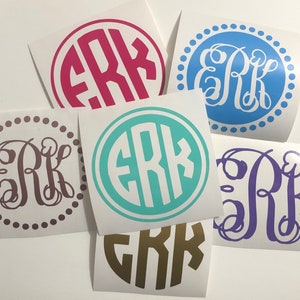 Monogram Car Decal, Monogram Vinyl Decal, Glitter Monogram Vinyl Decals ...