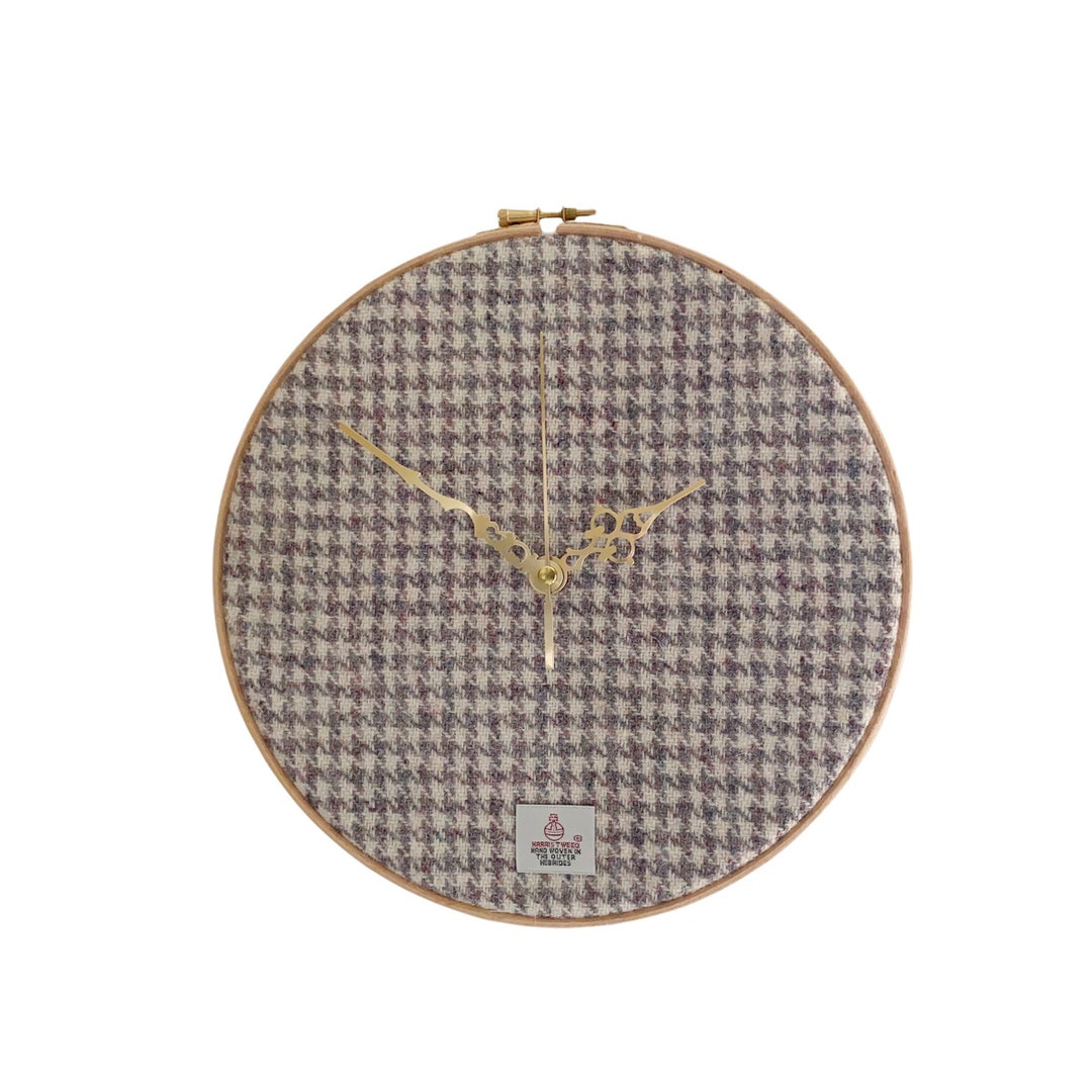 Harris Tweed Wall Clock, Beige and Grey Houndstooth, Silent Quartz ...