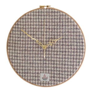 Harris Tweed Wall Clock, Beige and Grey Houndstooth, Silent Quartz ...
