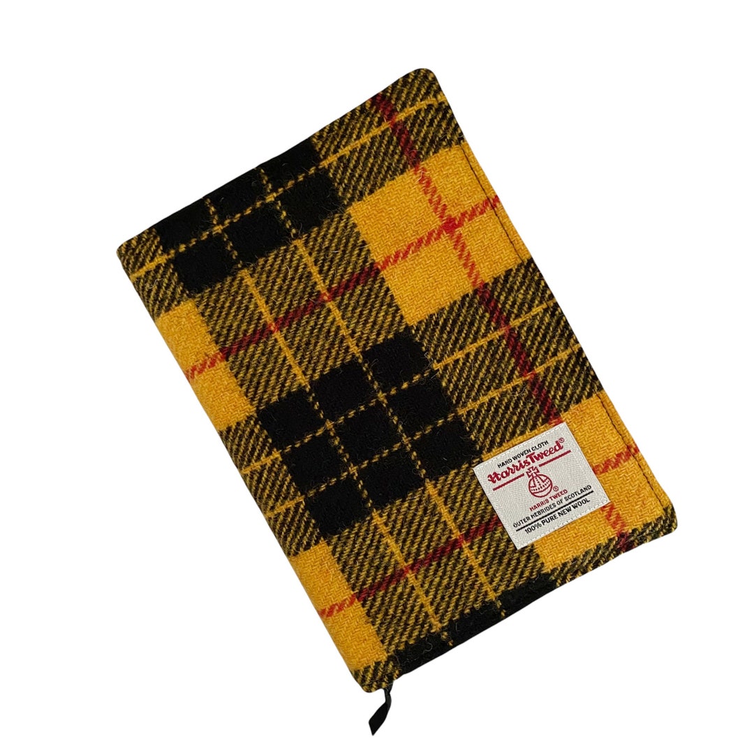 Harris Tweed Padded A5 Journal / Notebook Book Yellow & Black Macleod ...