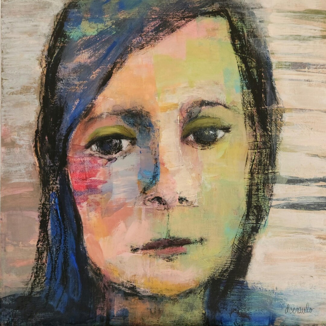 Original Art Mini Abstract Face Expressionistic Painting Small Portrait ...
