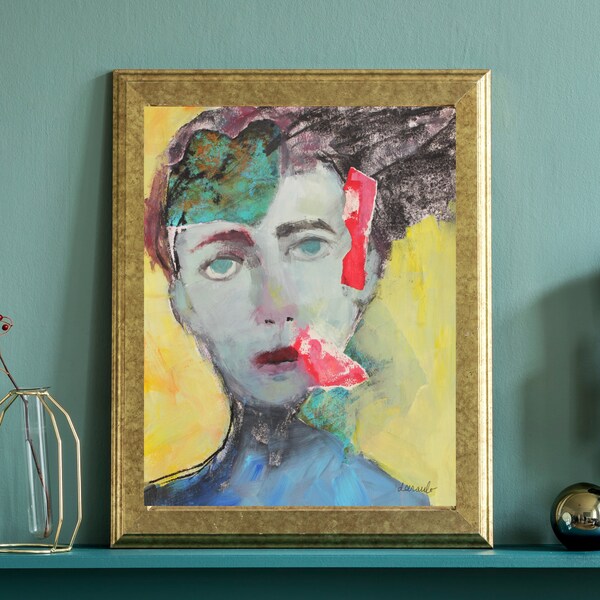Mixed Media Portrait - Etsy