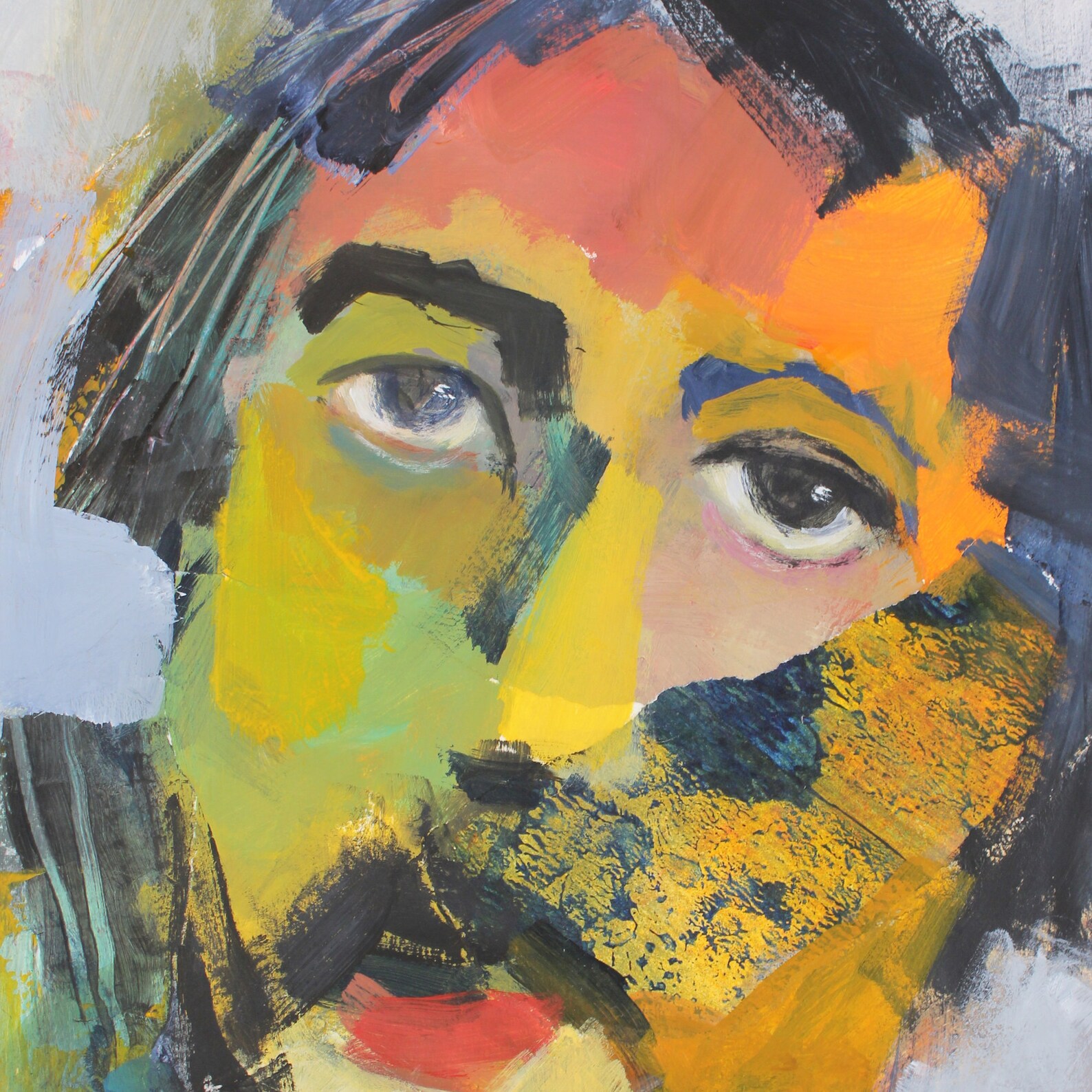 Original Abstract Male Portrait Original Art on 11x14 Mixed - Etsy