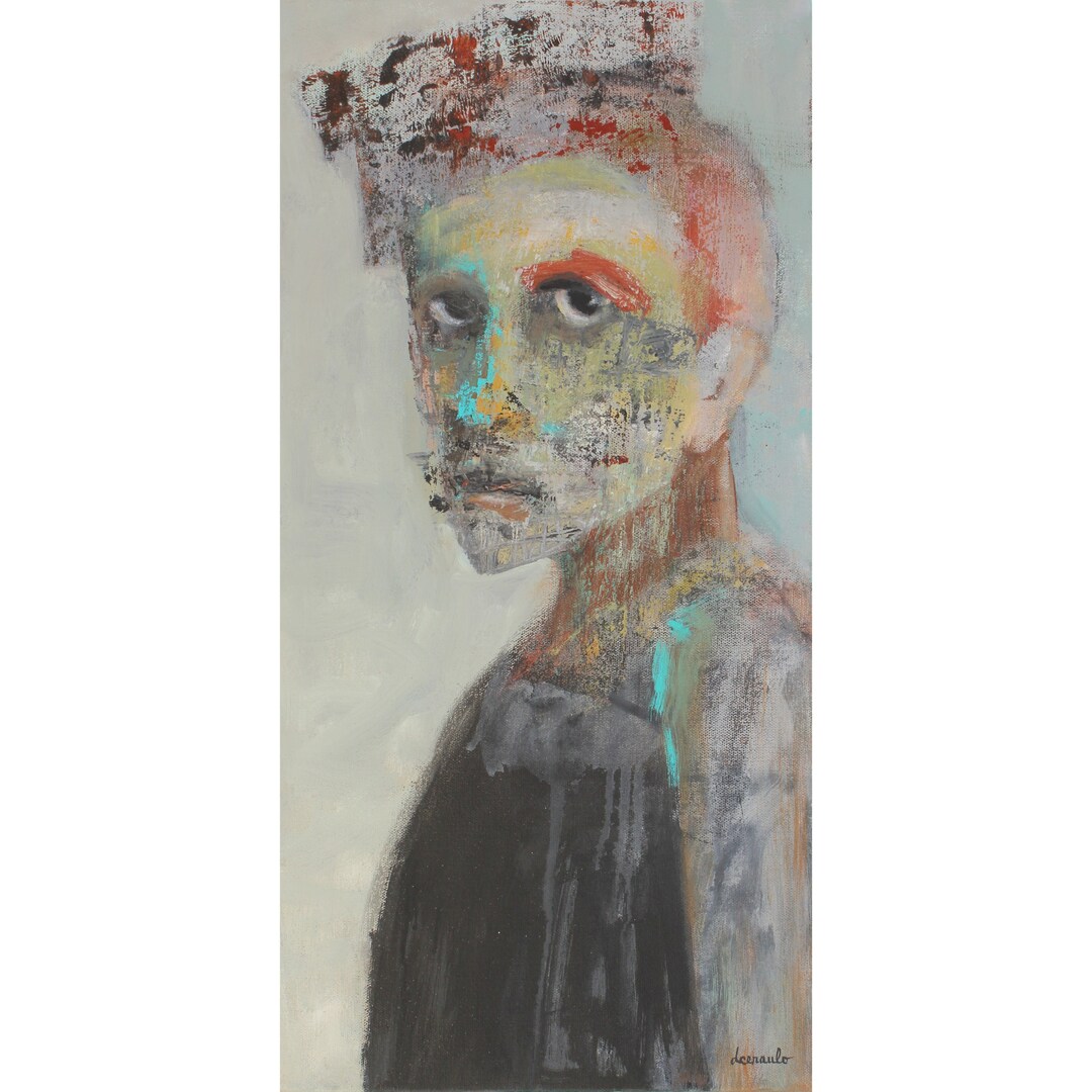 Narrow Wall Art ORIGINAL ART Abstract Portrait Painting Palette Knife ...