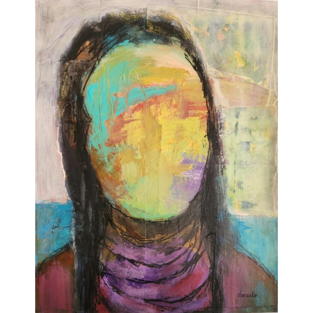 Original Art Mixed Media Art Abstract Portrait Faceless Portrait ...