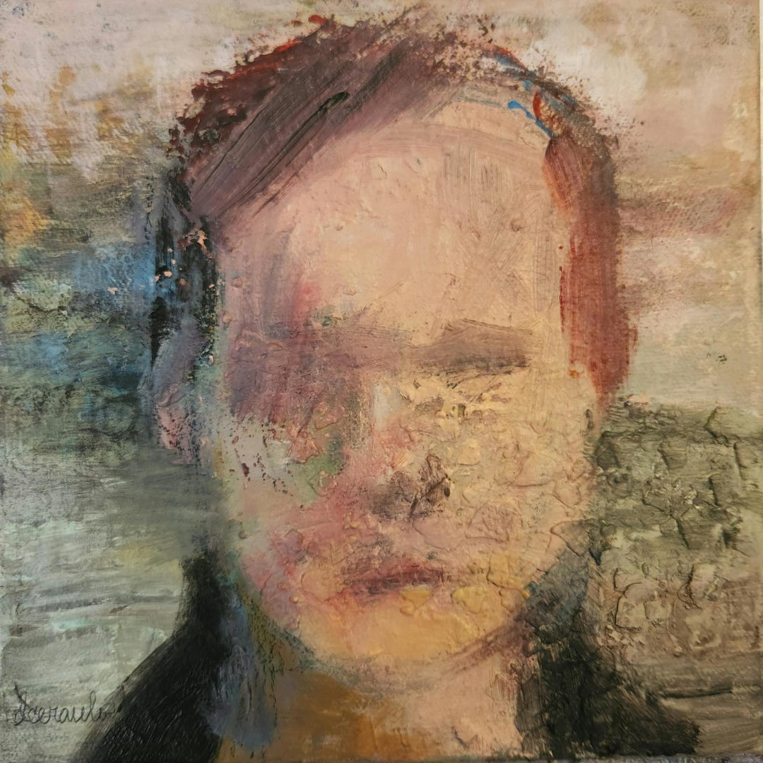 Original Art Abstract Face Expressionistic Portrait Small Mini Abstract ...