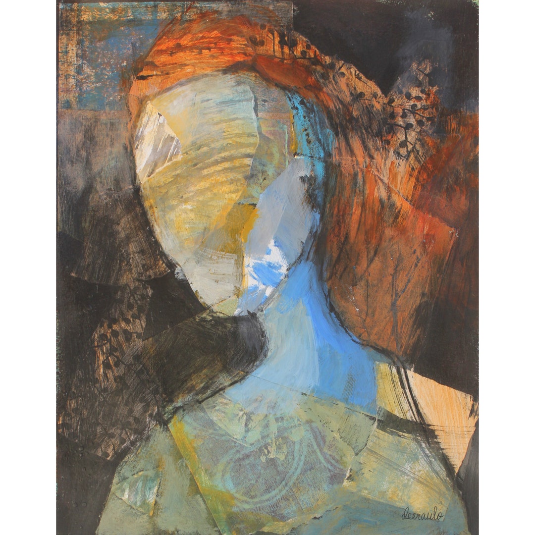 Original Art Mixed Media Art Abstract Portrait Faceless Portrait ...