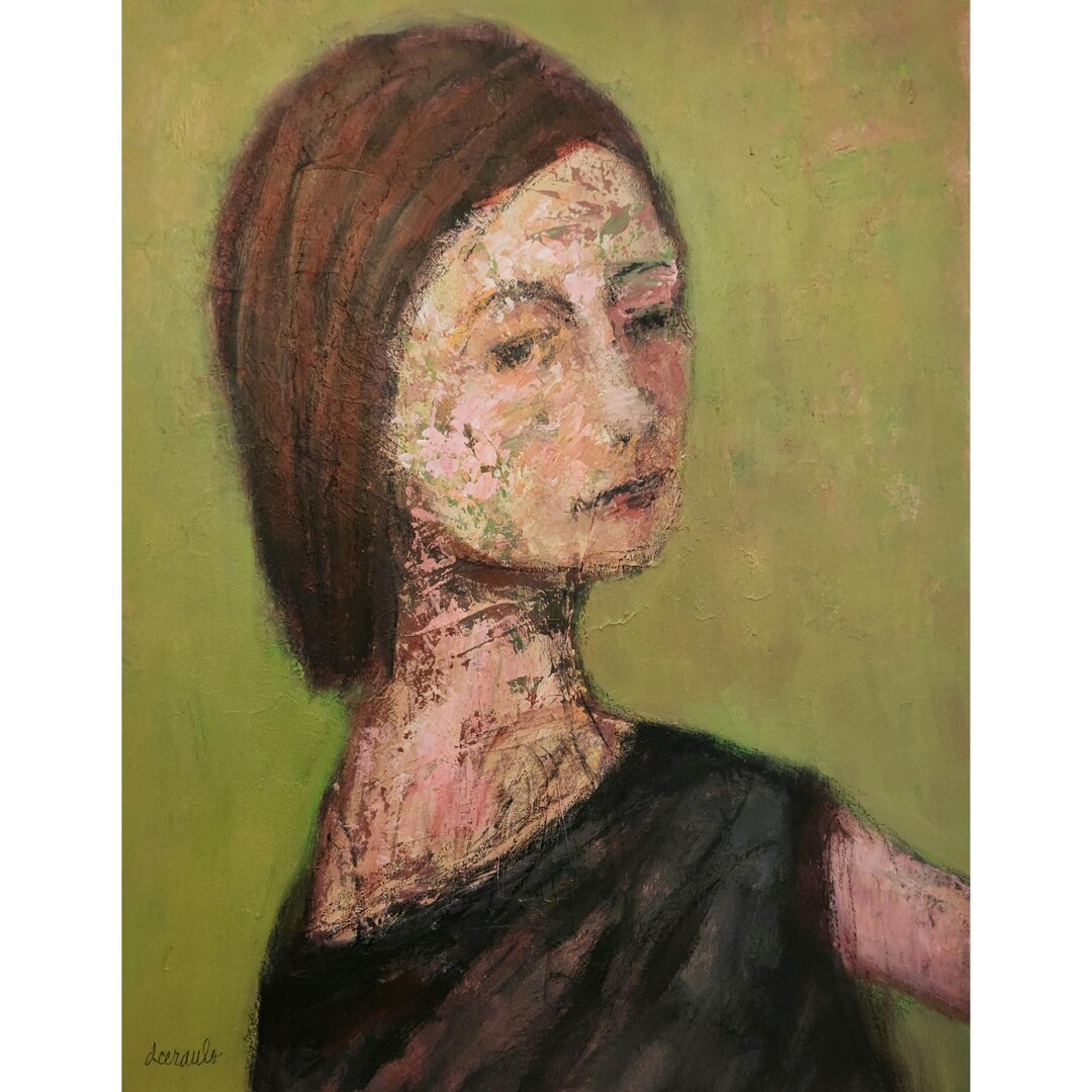 Abstract Portrait Original Painting Palette Knife Art Mixed Media ...