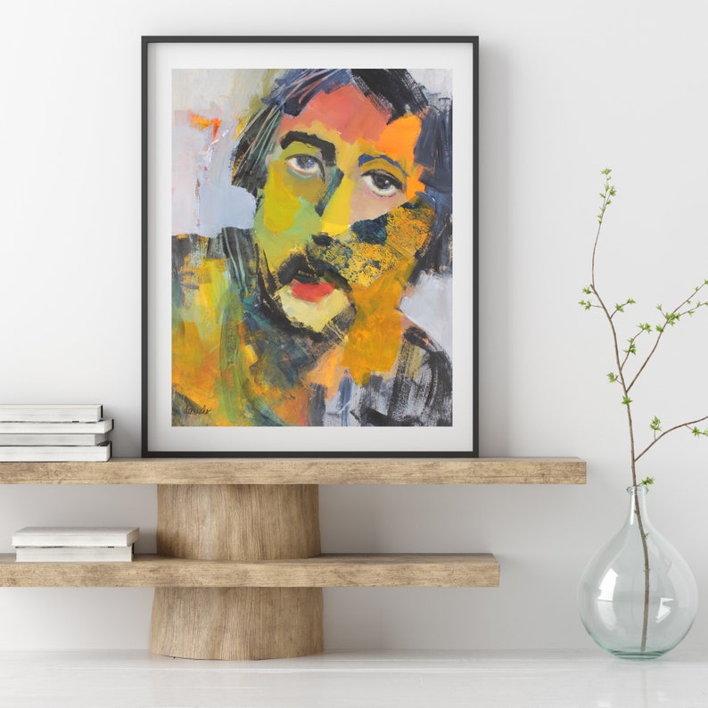 Original Abstract Male Portrait Original Art on 11x14 Mixed - Etsy