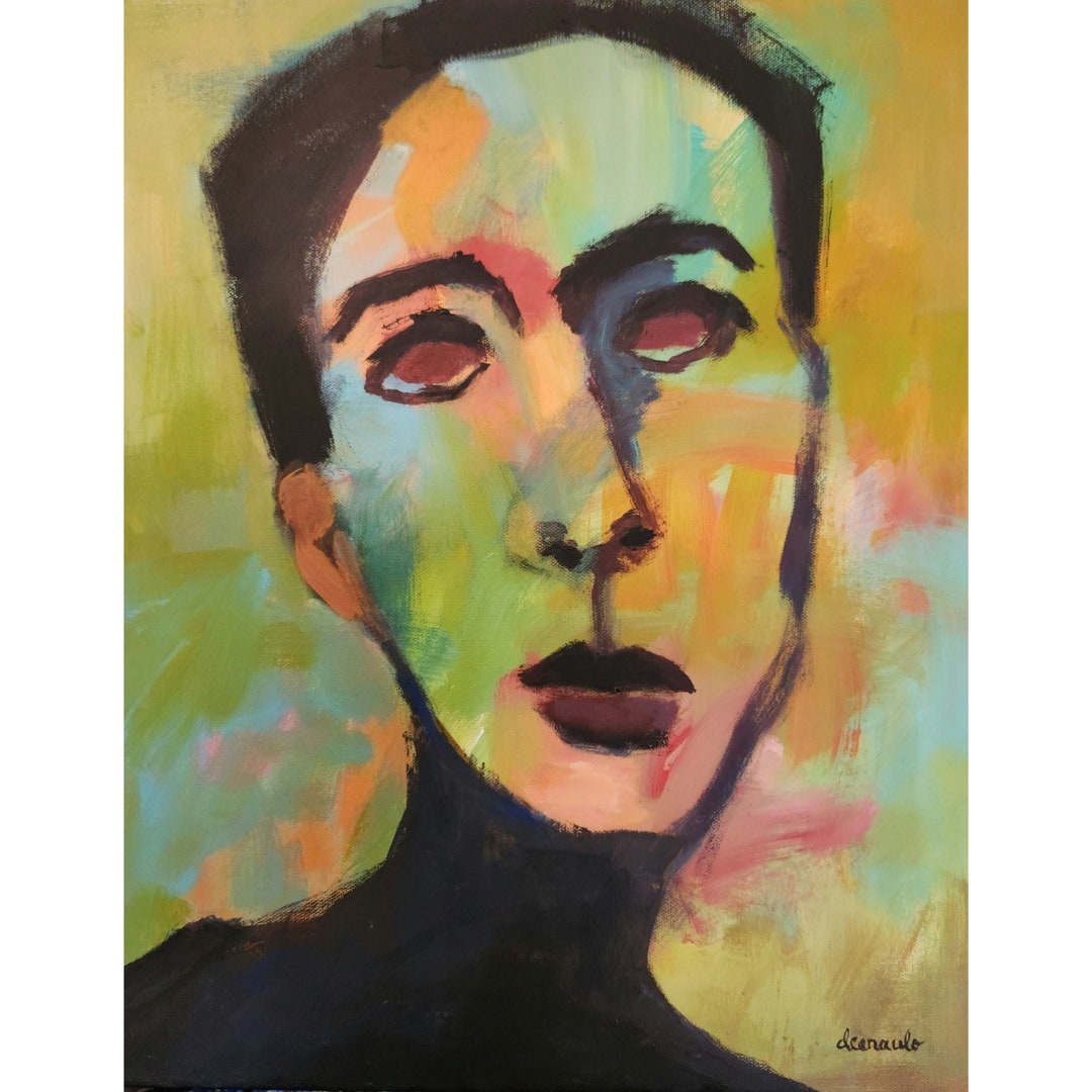 Male Face Expressionistic Portrait Abstract Art Mans Face Contemporary ...