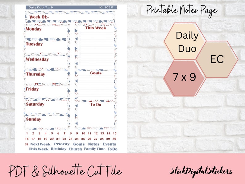 Printable Sticker Kit Digital Download Daily Duo Stickers - Etsy