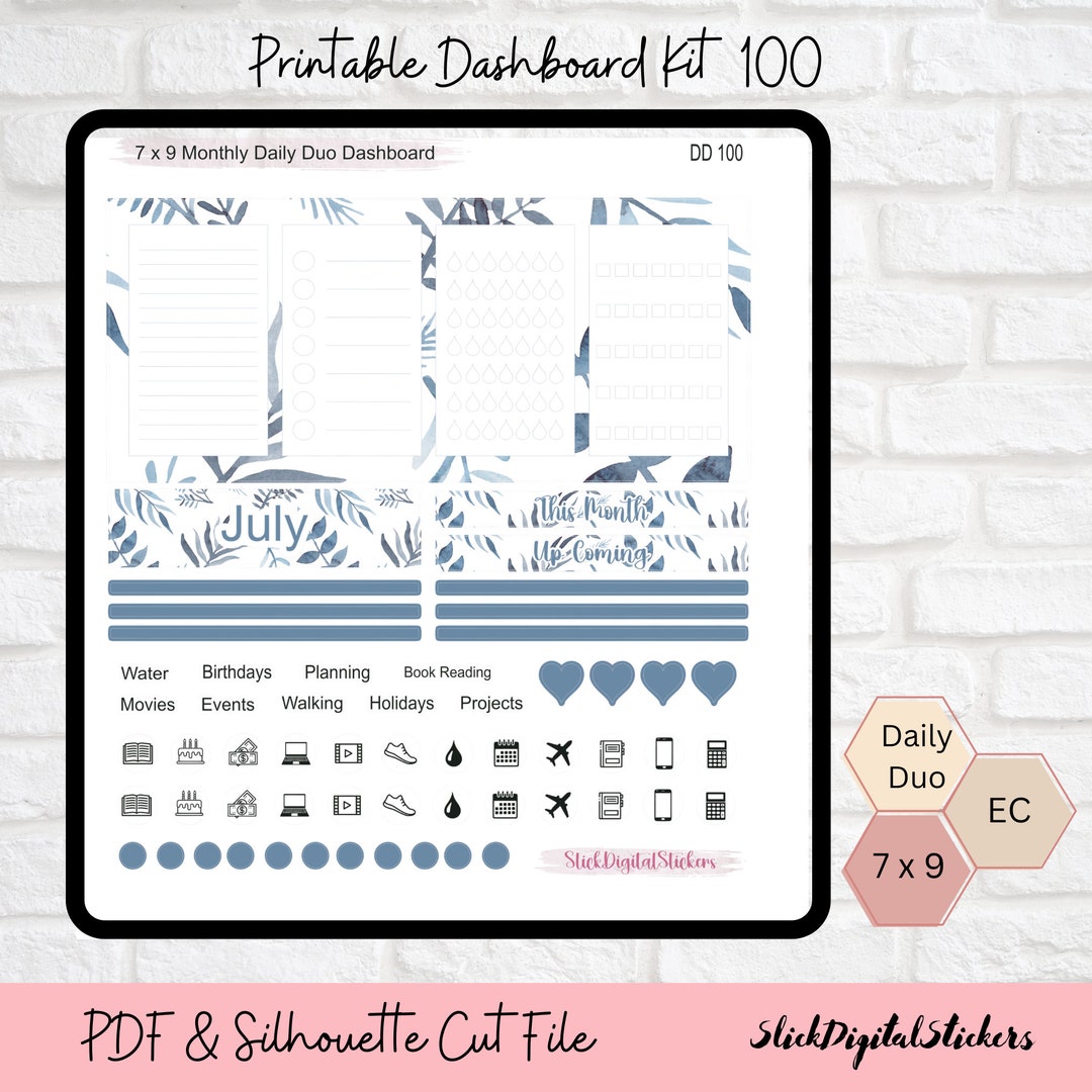 Printable Dashboard Sticker Kit Digital Download Daily Duo - Etsy Canada
