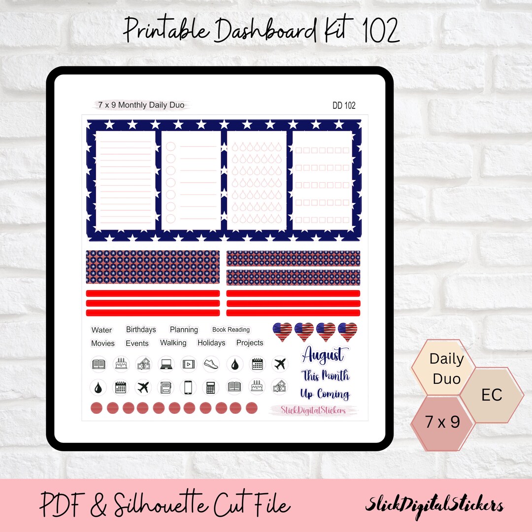 Printable Dashboard Sticker Kit Digital Download Daily Duo - Etsy