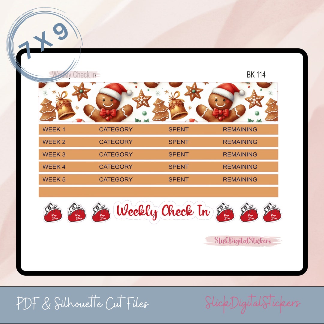 Printable Gingerbread Man Weekly Check in Budget Kit Digital - Etsy