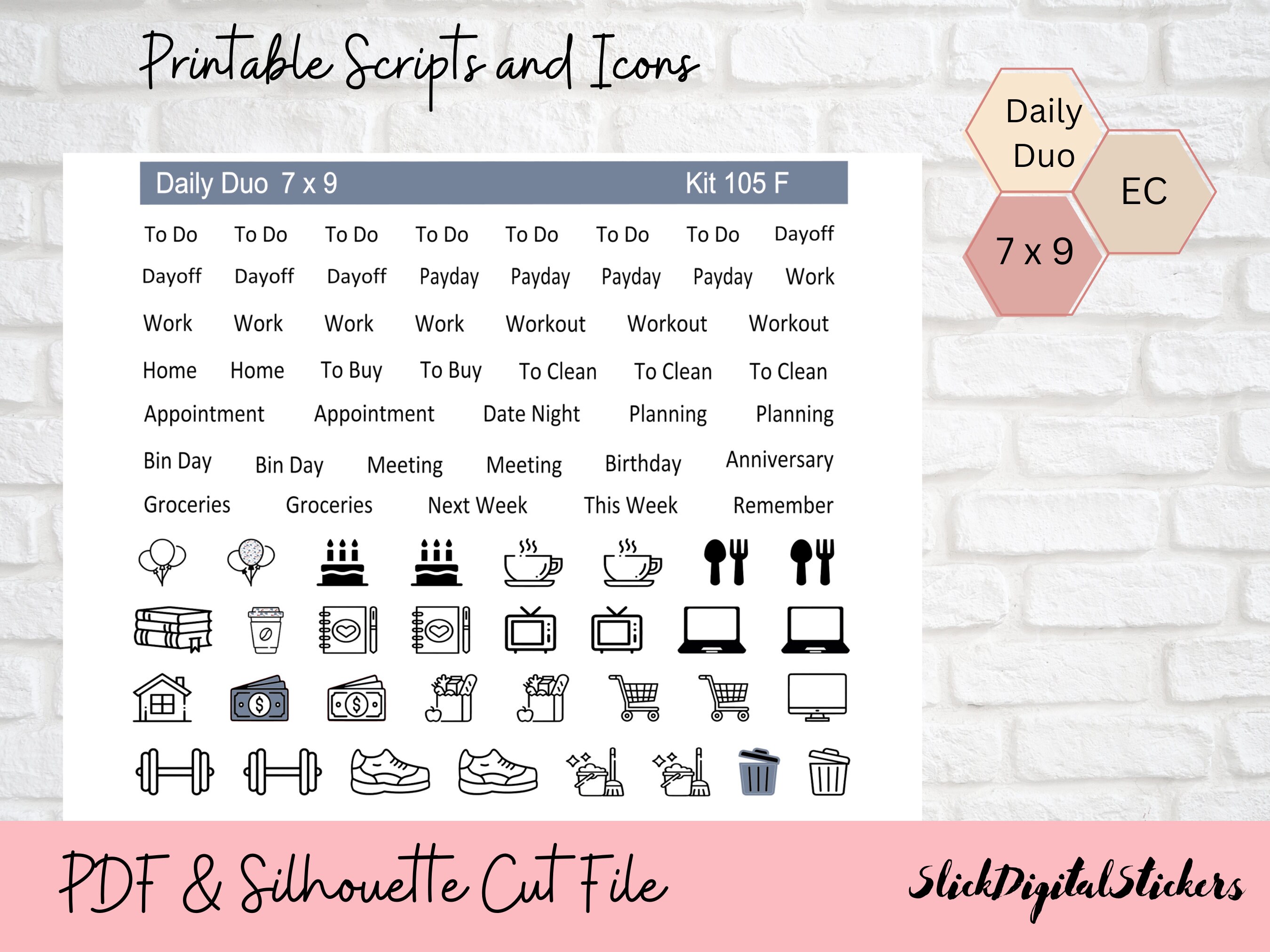 Printable Sticker Kit Digital Download Daily Duo Stickers - Etsy
