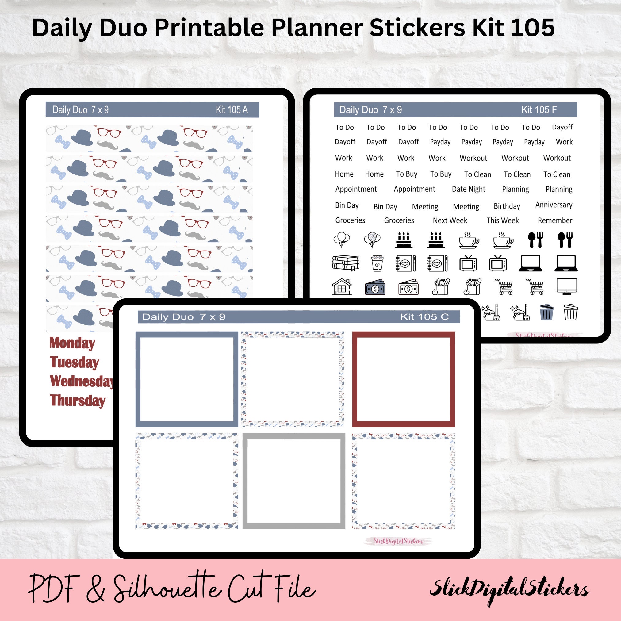 Printable Sticker Kit Digital Download Daily Duo Stickers - Etsy