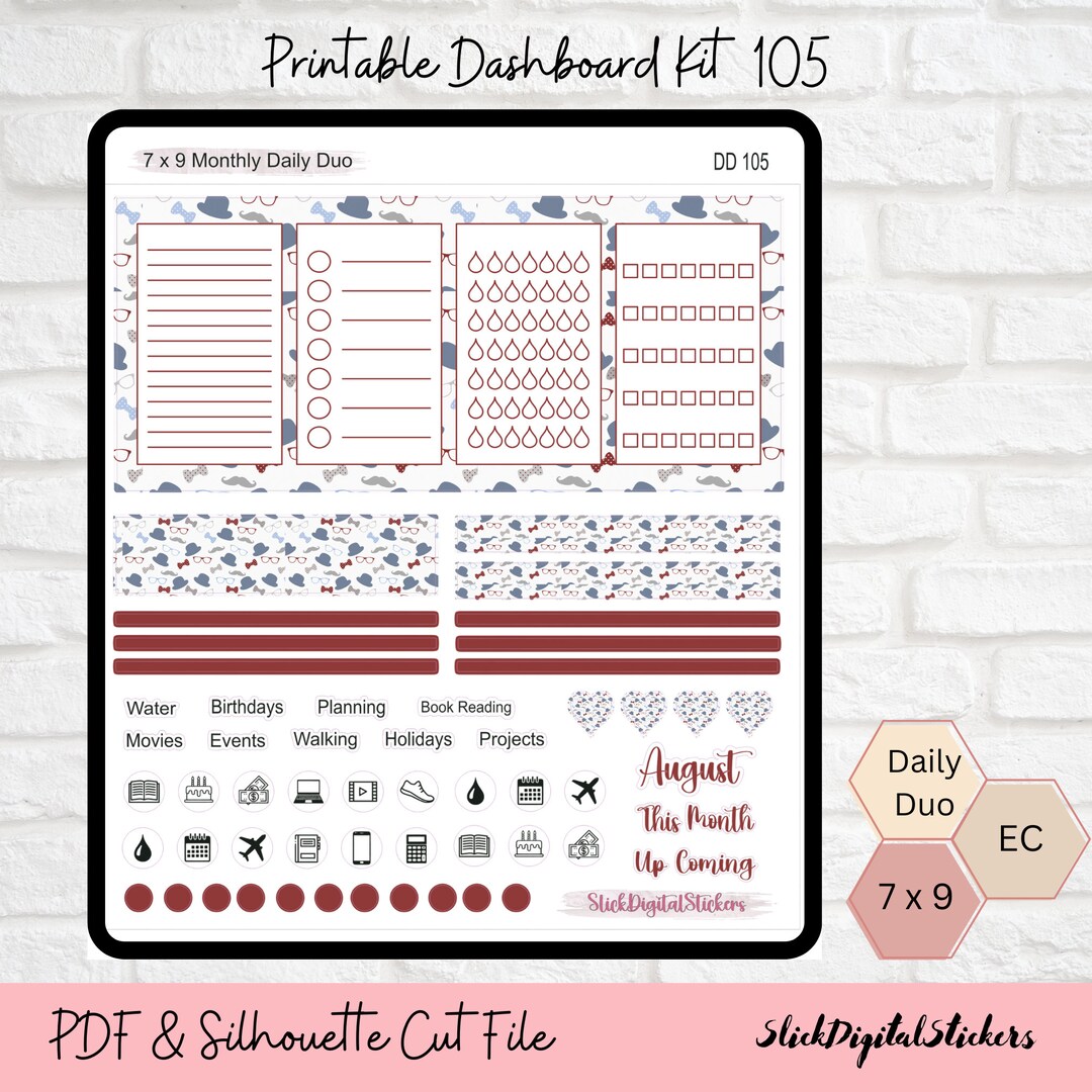 Printable Dashboard Sticker Kit Digital Download Monthly - Etsy Australia