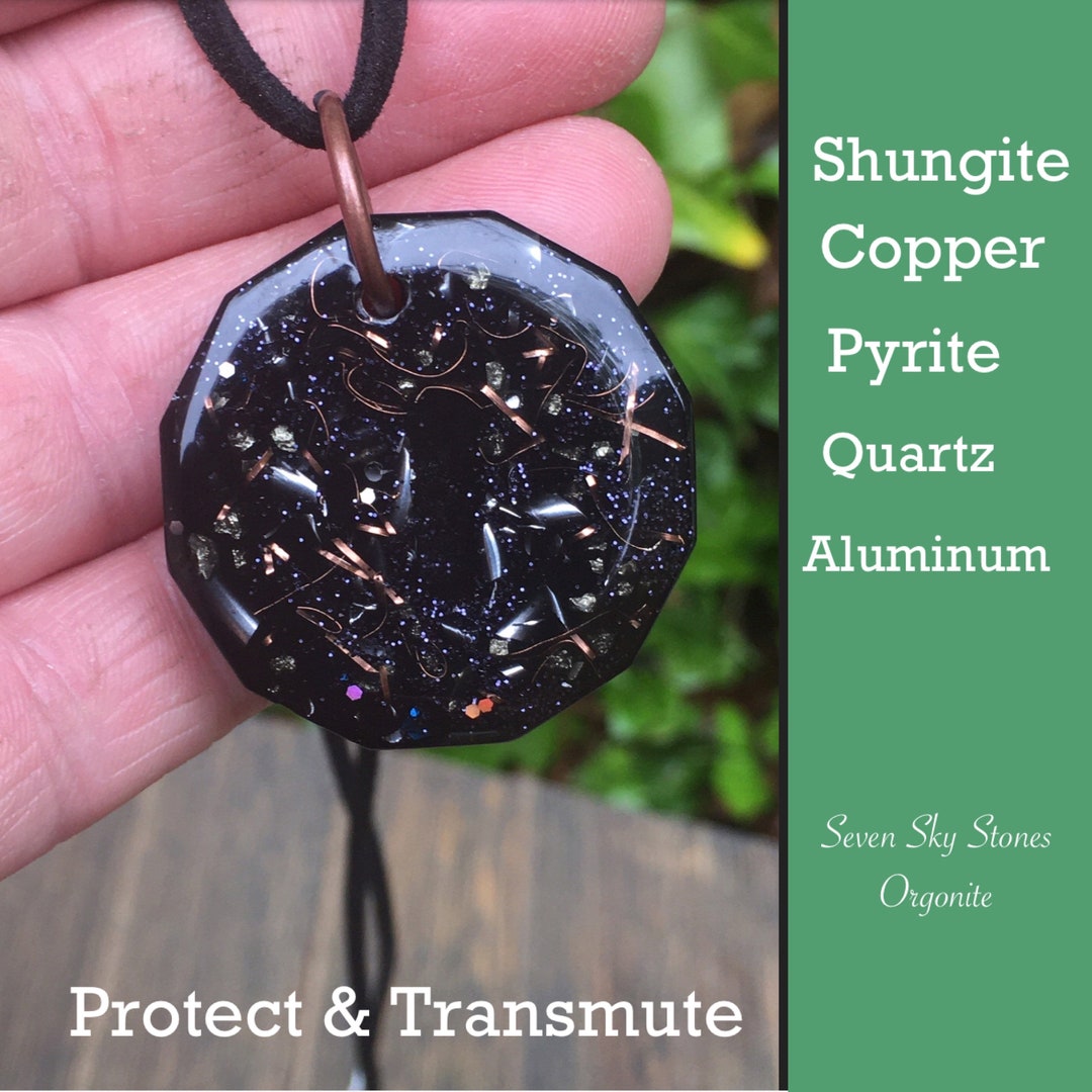 Shungite Orgone Energy Protection Pendant With Quartz Crystal Copper ...