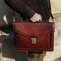 Leather Briefcase - Etsy