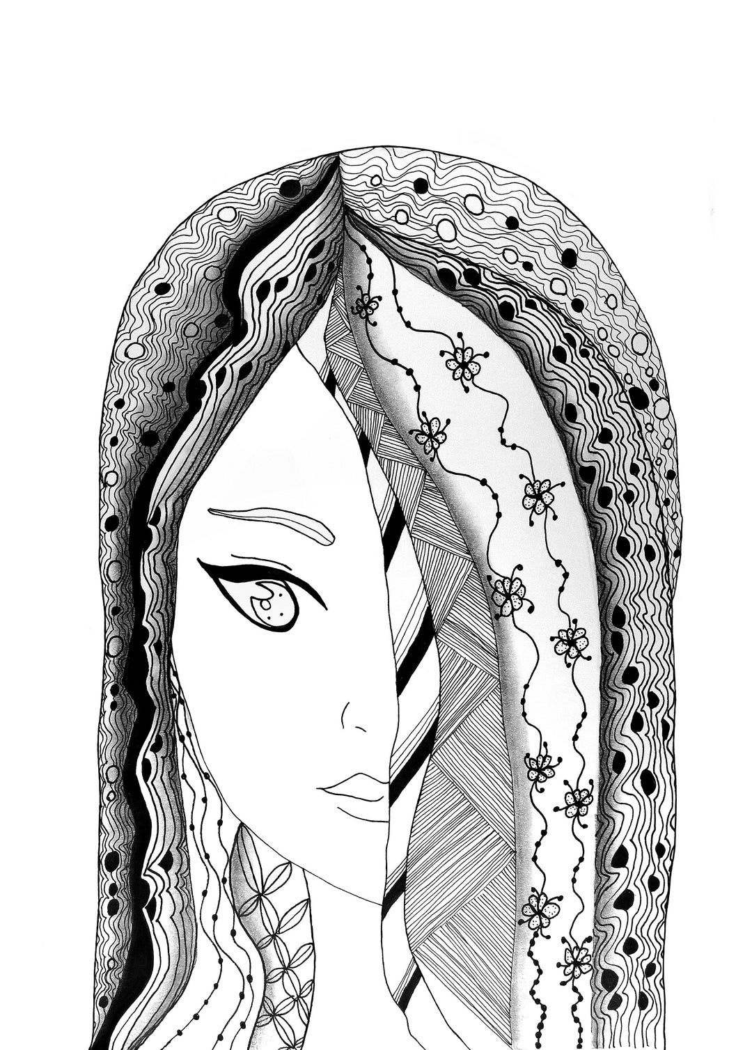 Coloring Page Pdf Zentangle Printable 'woman - Etsy