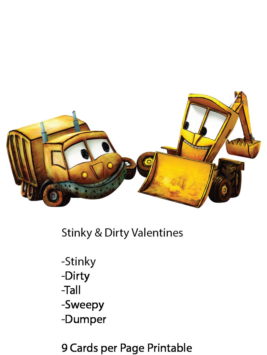 Stinky & Dirty Show Valentine Cards stinky, Dirty, Tall, Dumper, Sweepy ...