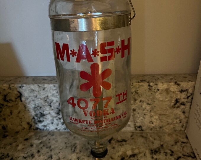 Vintage M*A*S*H 4077th MASH TV Vodka IV Drip Glass Bottle Used Hawkeye ...
