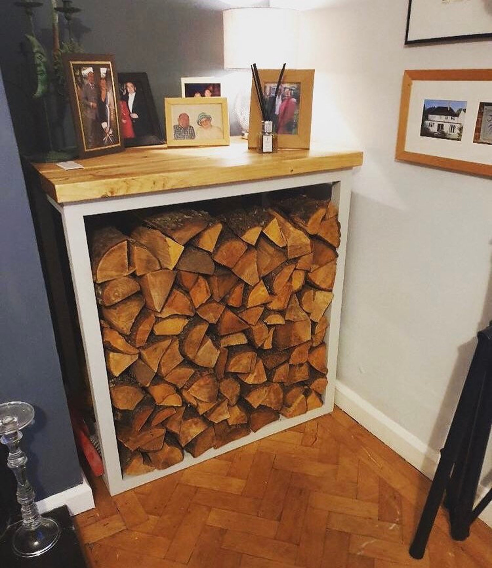Tall Indoor Log Store Wooden Side Table Lamp Table Log - Etsy UK