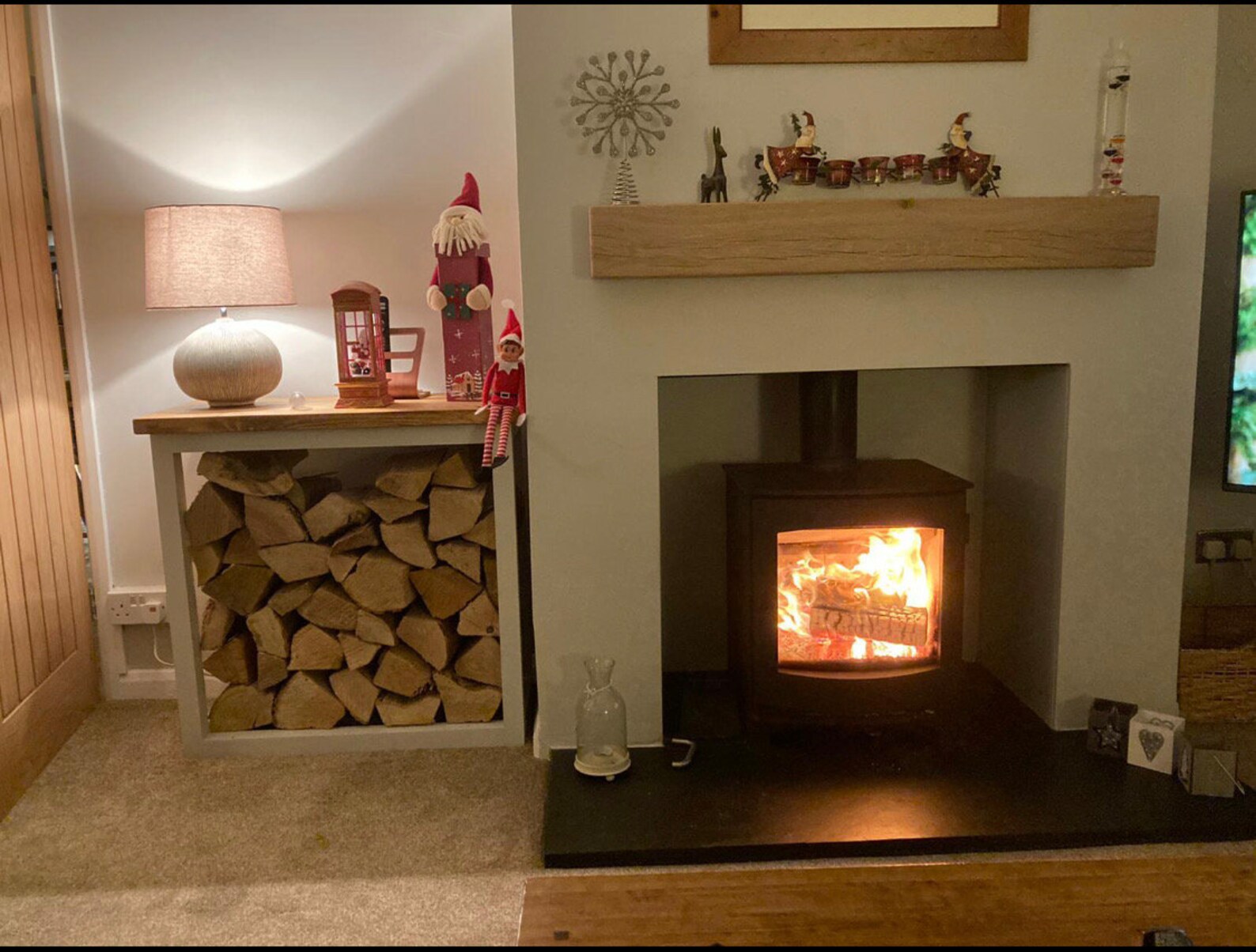 Small Indoor Log Store | Wooden Side Table | Lamp Table | Log Store ...