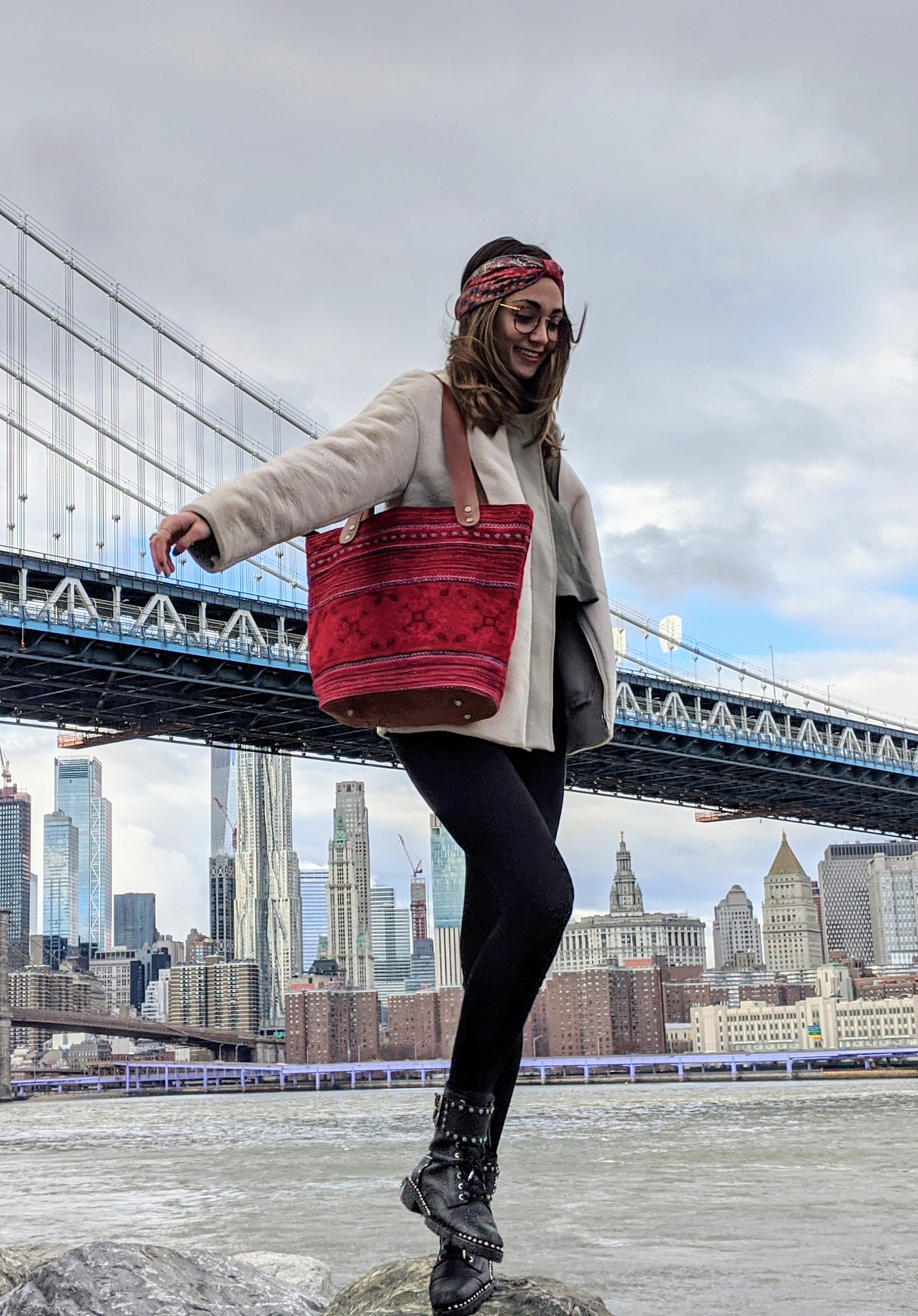 Tote Bag Ruby Red - Boho Chic Handbag, Embroidered Bag, Colorful Boho ...