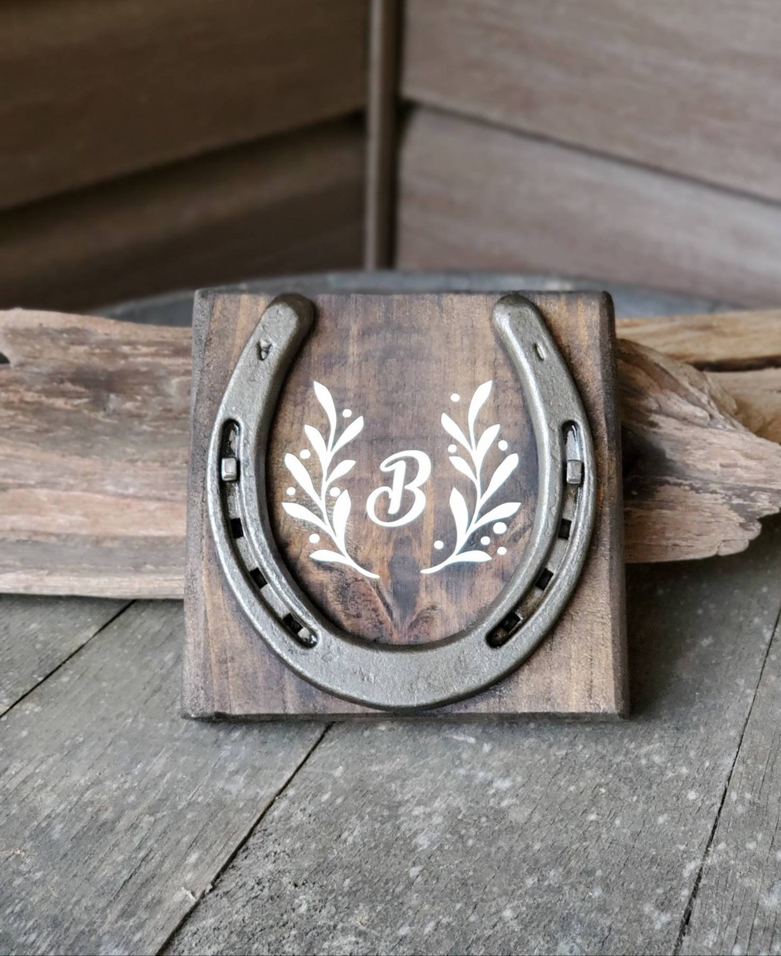 Horseshoe Initial Plaque Personalized Horseshoe Sign | Etsy