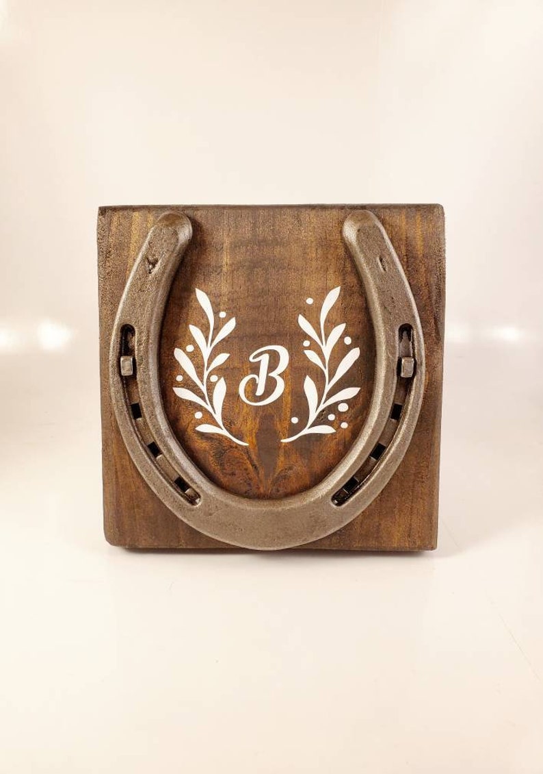 Horseshoe Initial Plaque Personalized Horseshoe Sign | Etsy