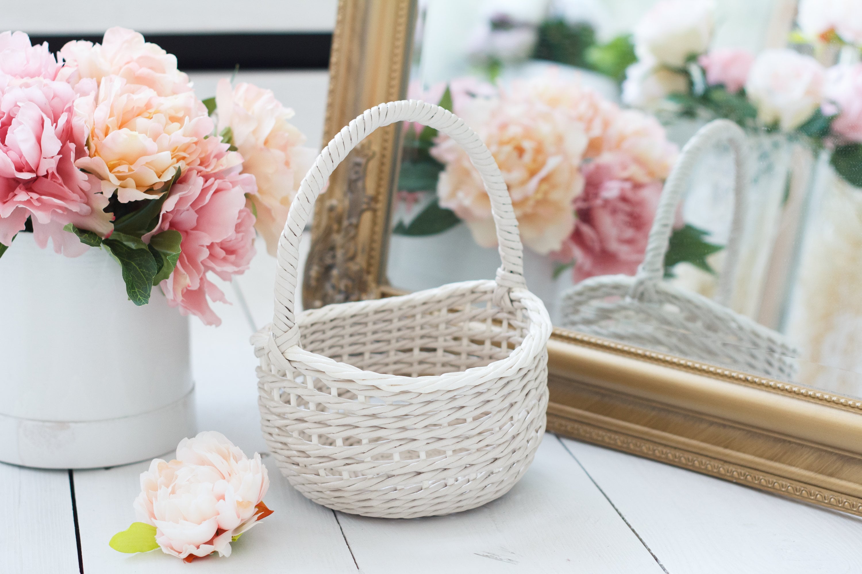 Pearl Wedding Basket With Handle Elegant Flower Girl Basket - Etsy