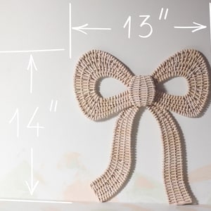 Wicker Bow Wall Decor, Boho Nursery Decoration, Beige Pink Sage Green ...