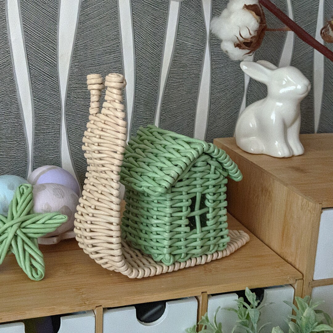 Green or Blue Wicker Snail With House Box for Candies - Etsy