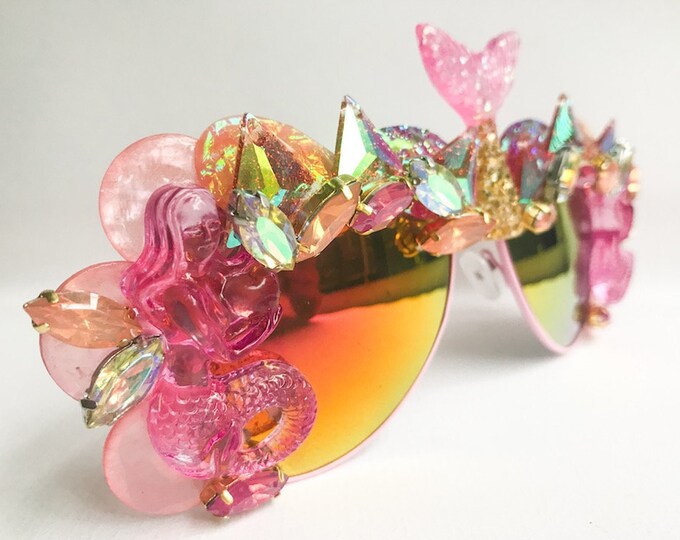 Pink Mermaid Tail Third Eye Sunglasses Mermaid Sunglasses Rhinestone