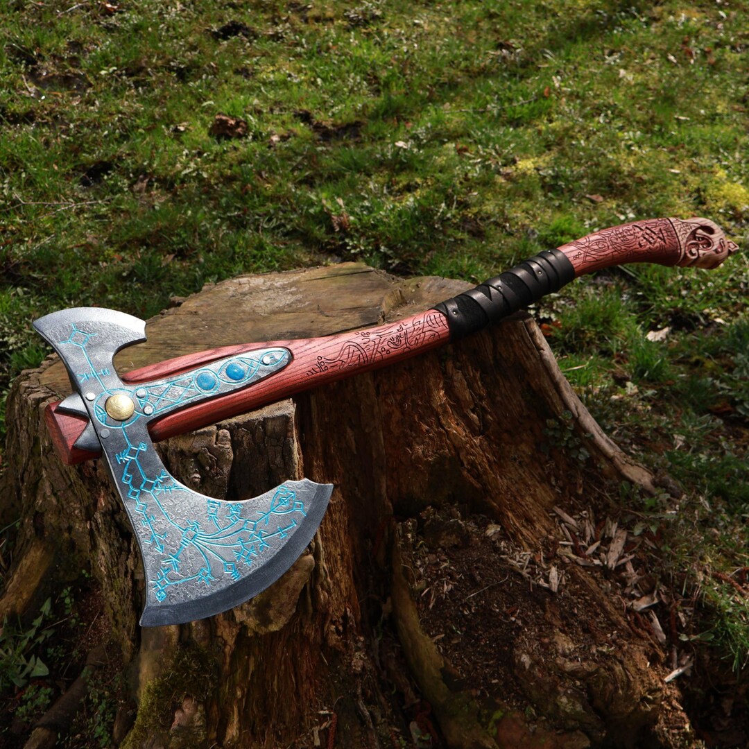 Leviathan Axe Hand Forged Kratos Axe With Carved Handle and Hard ...