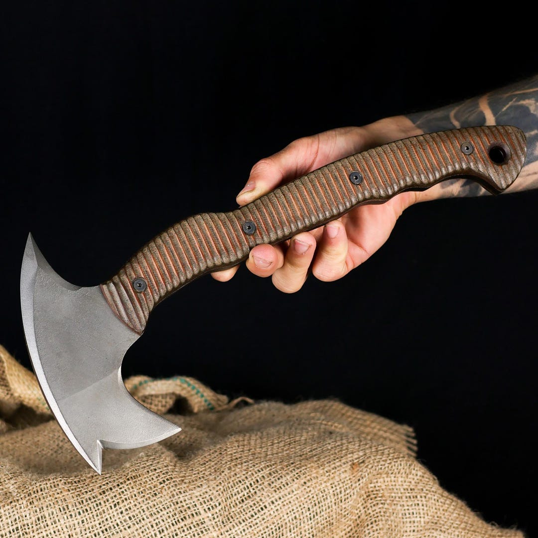 Functional Tomahawk Tactical Hatchet With Sheath, Hand Forged Hiking Axe Throwing Tomahawk Full ...