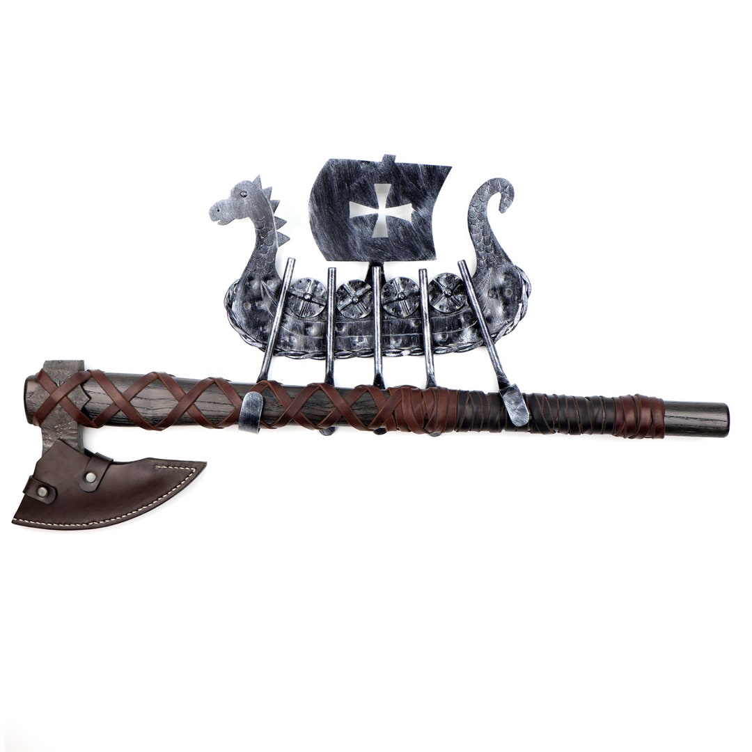 Viking Axe Wall Mount , Drakkar Axe Holder, Axe Steel Hanger, Axe Wall ...