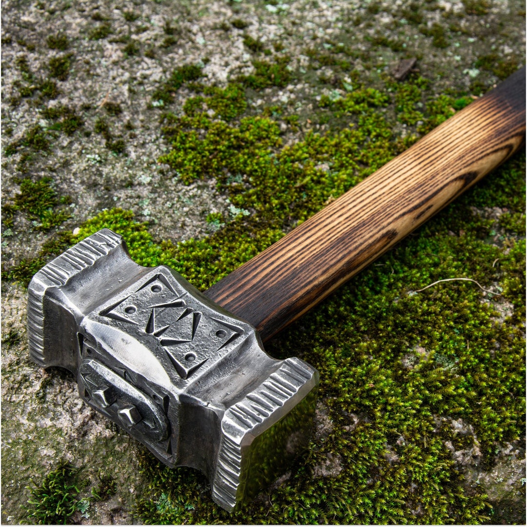 Engraved Viking Hammer With Stand & Box Forged Norse War Hammer ...