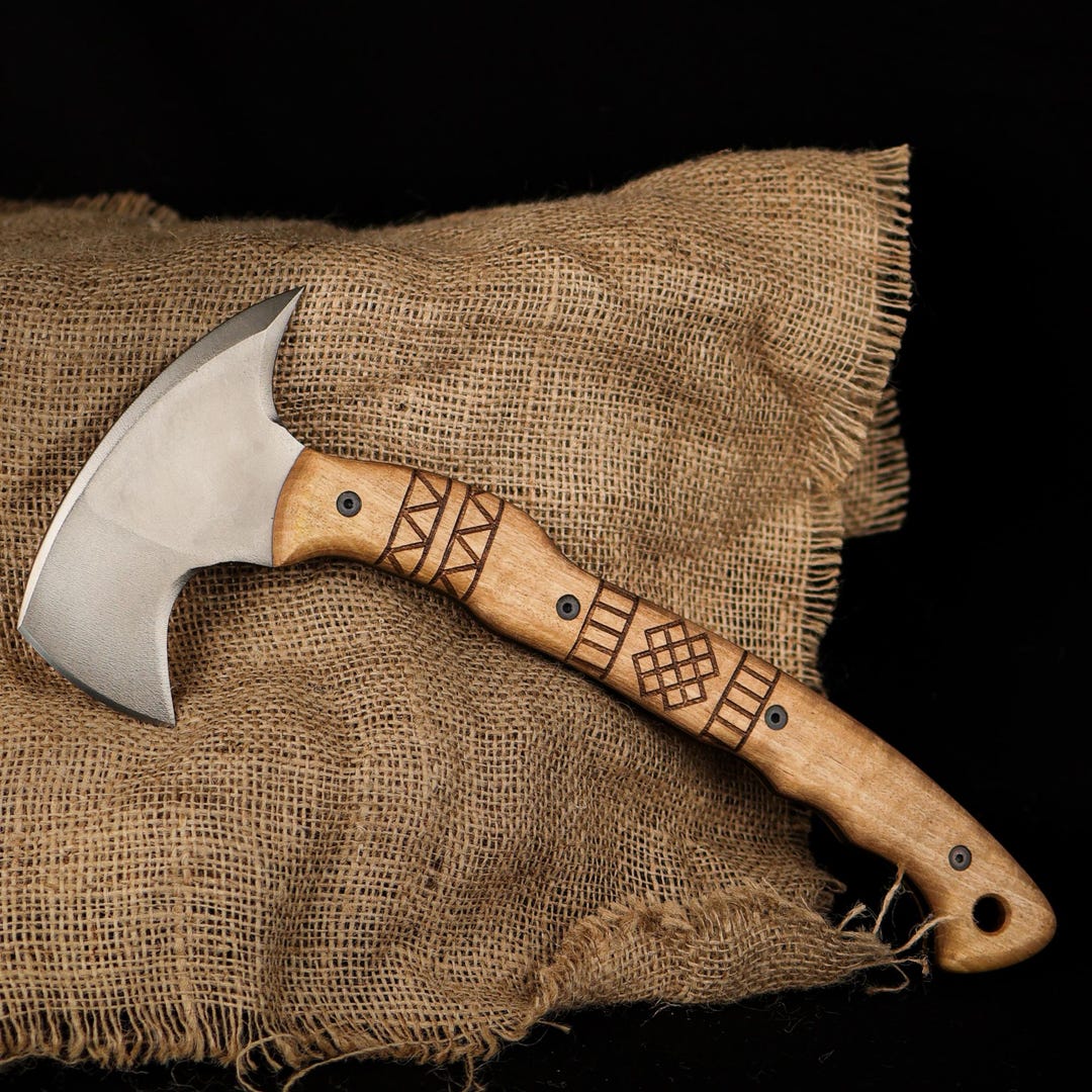 Forged Tomahawk Wooden Hatchet Full Tang Axe, Handmade Tomahawk With Kydex or Leather Case ...