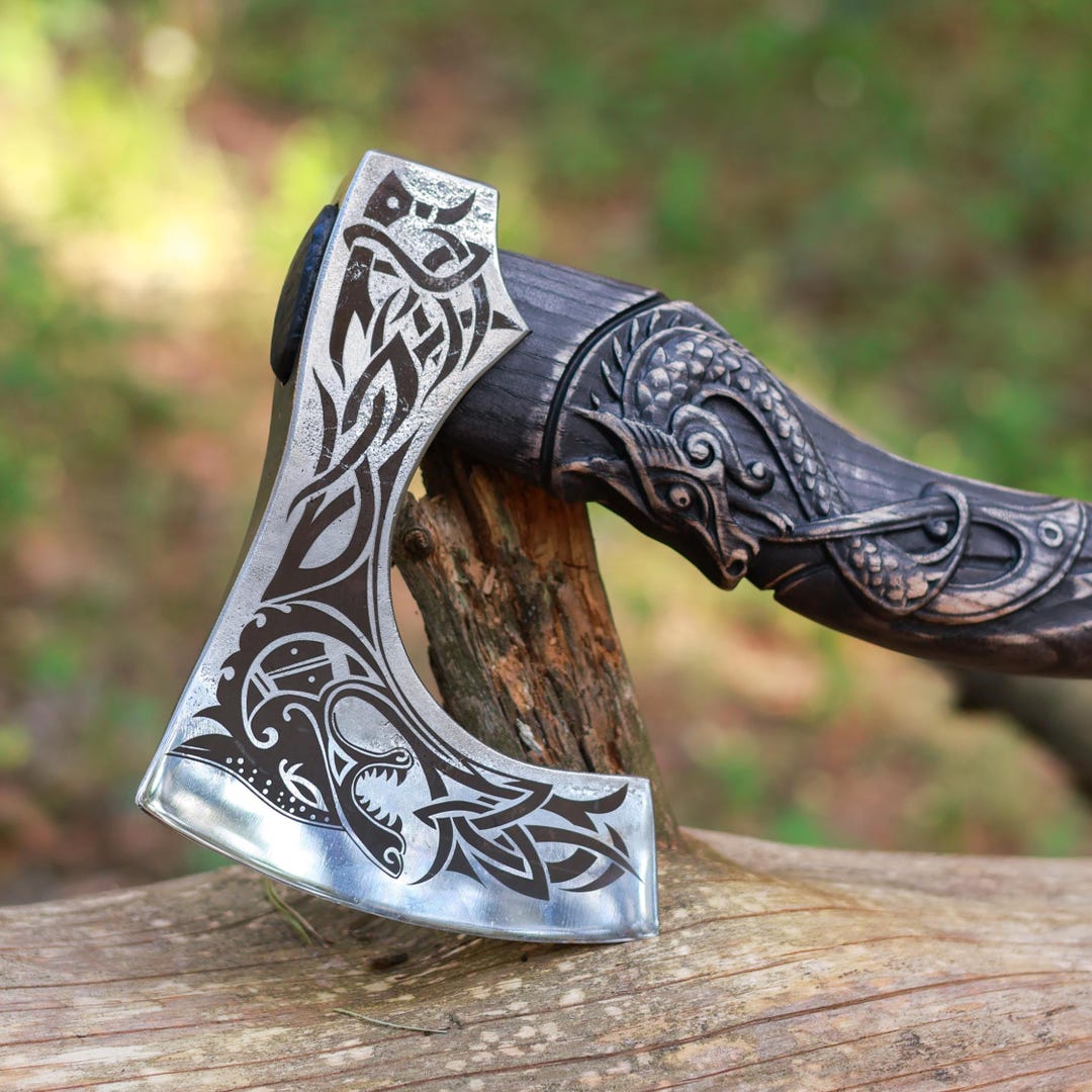 Viking Wolf Axe Fenrir Functional With Sheath, Norse Axe Hand Forged - Etsy