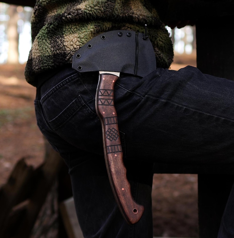 Tomahawk Bushcraft Axe Full Tang, Forged Indian Tomahawk With Tribal ...