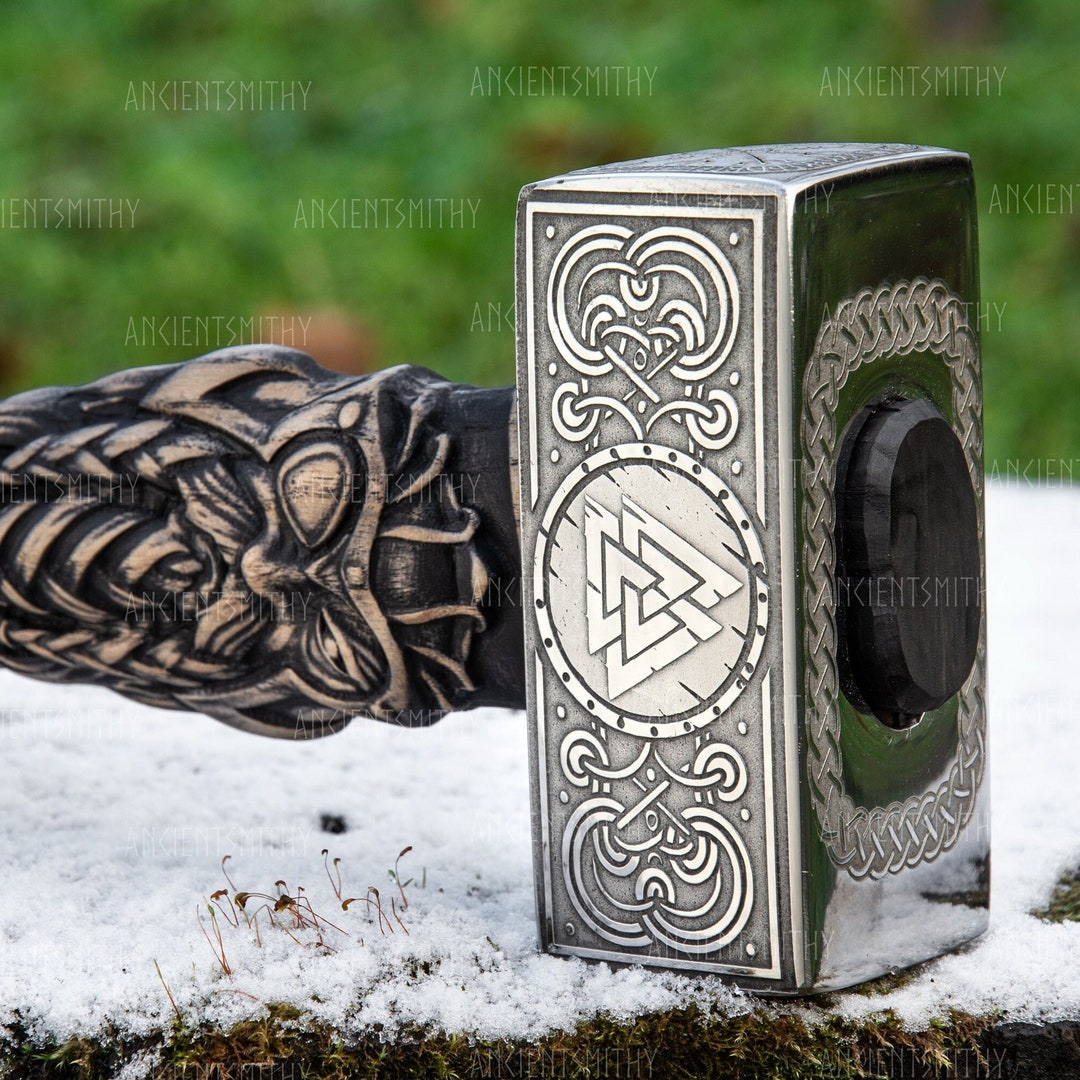 Viking War Hammer Forged Norse Battle Hammer With Carved Handle - Etsy