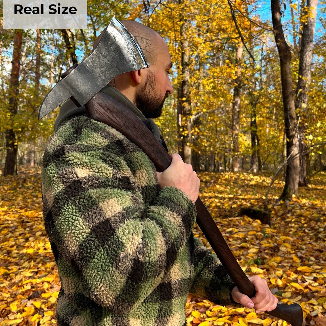 Firefighter Axe Hand Forged Two Handed Splitting Axe Engraved Fireman ...