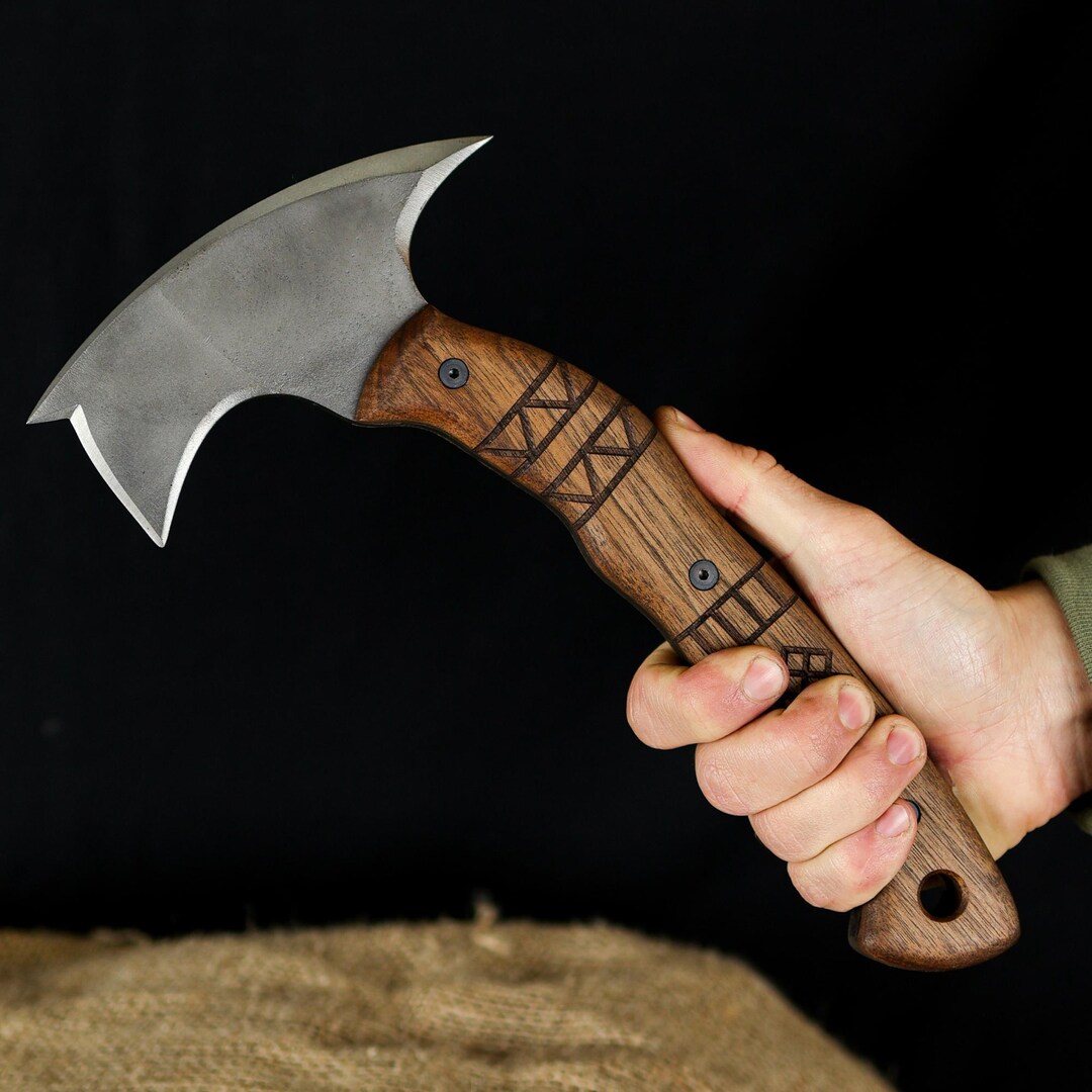 Tomahawk Forged Hatchet, Bushcraft Axe Full Tang With Sheath, Native ...