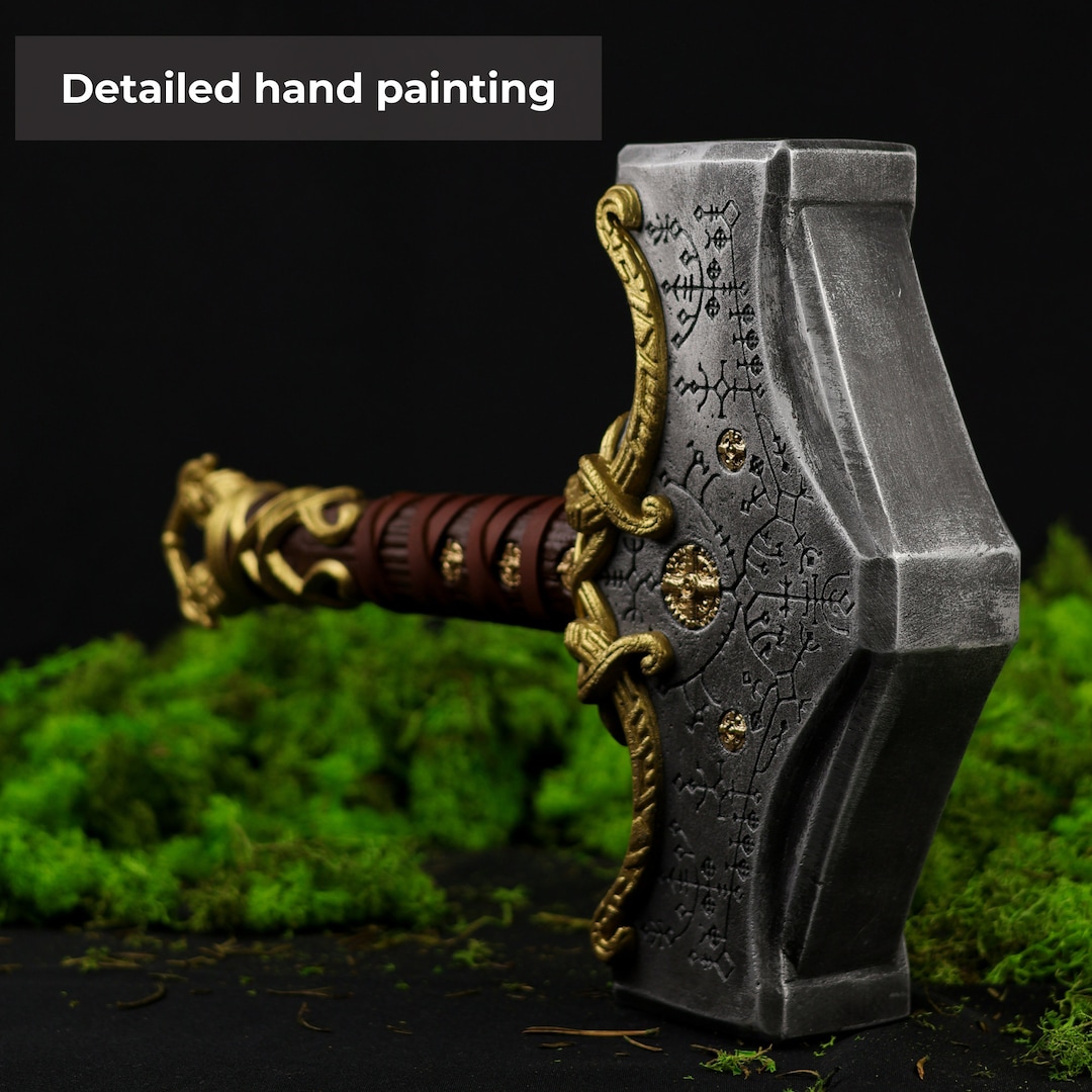 God of War Mjolnir Metal Thor War Hammer Handmade With Fluorescent ...