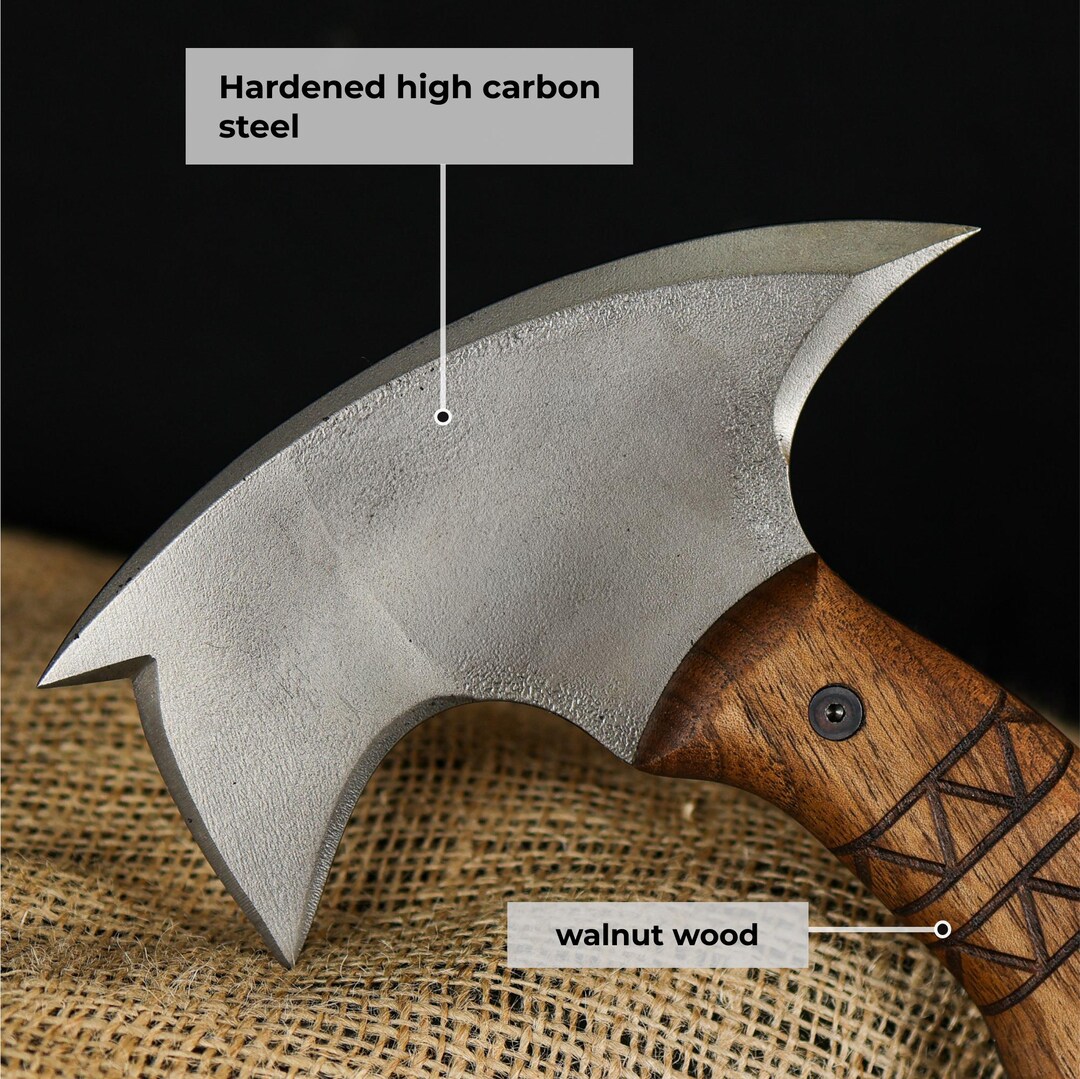 Tomahawk Hand Forged Hatchet, Full Tang Axe Bushcraft Tomahawk With ...