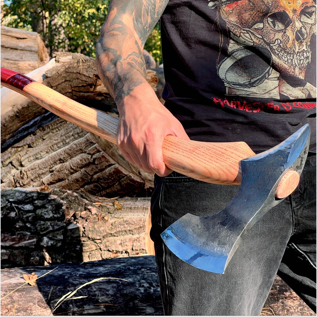 Fire Axe Firefighter Hand Forged Felling Axe Engraved Battle Axe Two ...